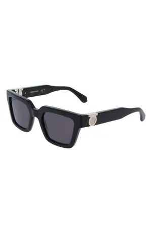 FERRAGAMO 52mm Square Sunglasses - Black