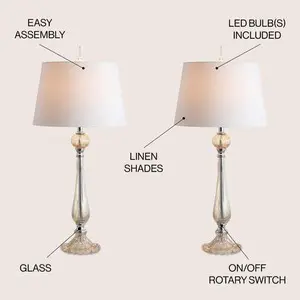 JONATHAN Y Chloe 32.5" Glass Led Table Lamp