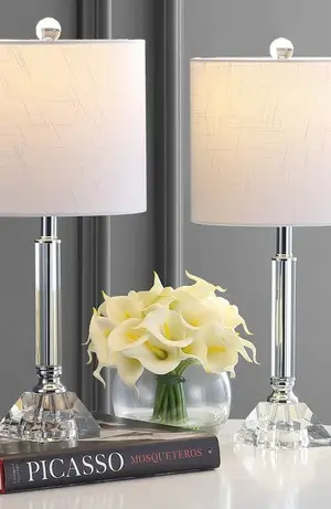 JONATHAN Y Dana 19.5" Crystal Column/metal Led Table Lamp