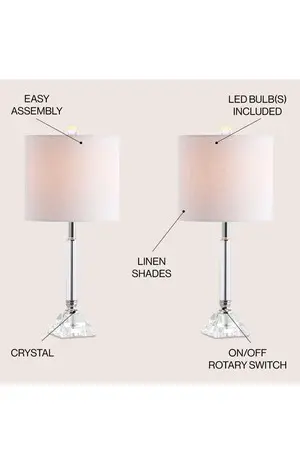 JONATHAN Y Dana 19.5" Crystal Column/metal Led Table Lamp