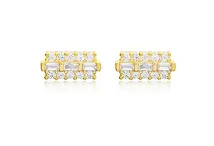 MAZIN JEWELS Serena Stud Earrings - Gold / White