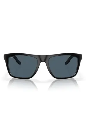 COSTA DEL MAR 55mm Polarized Rectangle Sunglasses - Matte Black/ Gray