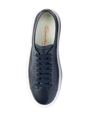 Santoni Leather Lace Up Sneakers - Blue