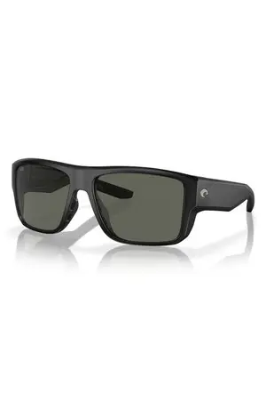 COSTA DEL MAR 59mm Polarized Square Sunglasses - Matte Black/ Gray