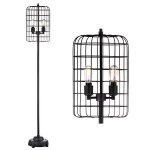 JONATHAN Y Odette 65" Industrial Metal Floor Lamp - Black/silver