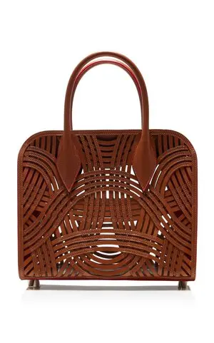CHRISTIAN LOUBOUTIN Eloise Medium Cutout Leather Bag - Brown