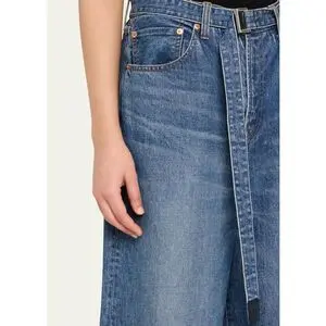Sacai Belted Wide-leg Denim Pants