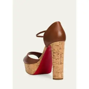 CHRISTIAN LOUBOUTIN 130mm Sandaloo Leather Platform Sandals - Cuoio