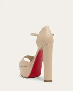 CHRISTIAN LOUBOUTIN Sandaloo Leather Platform Sandals - Pearllin Pearl