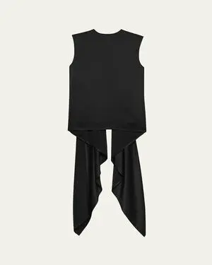 Helmut Lang Sleeveless Draped Silk Scarf Top - Black