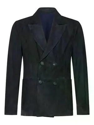 FRANZESE COLLECTION Leather Double-breasted Blazer