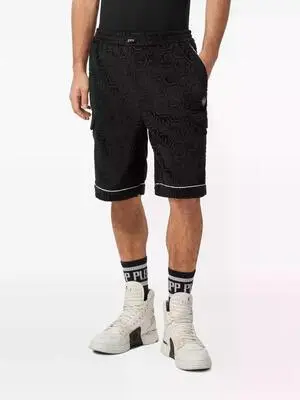 Philipp Plein Monogram Pattern Knee-length Shorts - Black