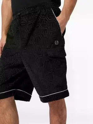 Philipp Plein Monogram Pattern Knee-length Shorts - Black