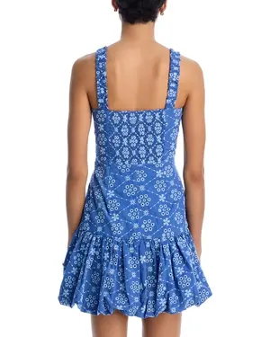 Aqua Eyelet Bubble Hem Mini Dress Exclusive