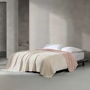 Calvin Klein Modern Reversible Solid Bed Blanket, Full/queen - Light Beige/ Blush