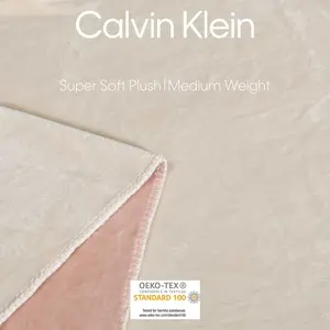 Calvin Klein Modern Reversible Solid Bed Blanket, Full/queen - Light Beige/ Blush