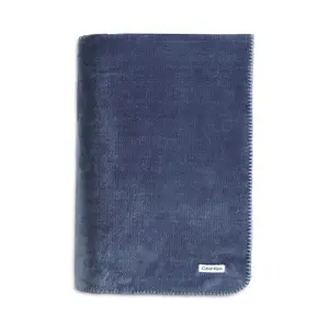 Calvin Klein Modern Reversible Solid Bed Blanket, King - Slate Blue/ Dawn Blue
