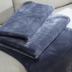 Calvin Klein Modern Reversible Solid Bed Blanket, King - Slate Blue/ Dawn Blue