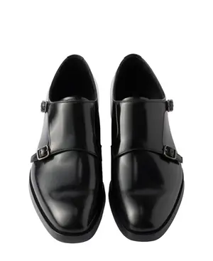 Prada Brushed Leather Double Monk Strap Shoes