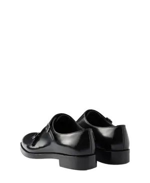 Prada Brushed Leather Double Monk Strap Shoes