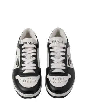 Prada Downtown Leather Sneakers - Black And White