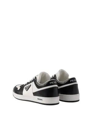 Prada Downtown Leather Sneakers - Black And White