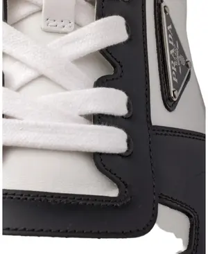 Prada Downtown Leather Sneakers - Black And White