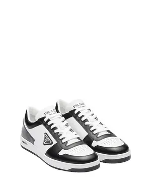 Prada Downtown Leather Sneakers White And Black