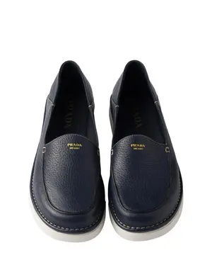 Prada Leather Slip-on Loafers - Blue