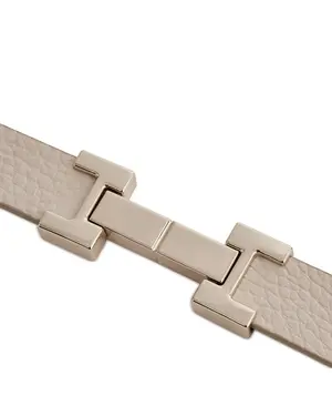 REISS Hayley Square Hinge Leather Belt - Stone