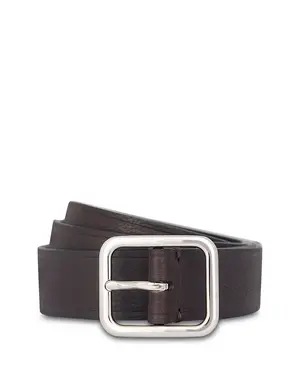 Vince Flat Pebble Leather Belt - Chocolate