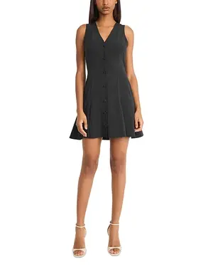 Maggy London V-neck Button-front Mini Dress