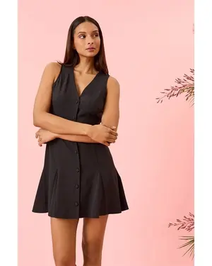 Maggy London V-neck Button-front Mini Dress
