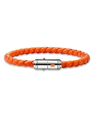 John Hardy Sterling Woven Leather Bracelet - Silver