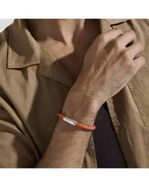 John Hardy Sterling Woven Leather Bracelet - Silver