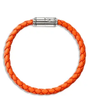 John Hardy Sterling Woven Leather Bracelet - Silver