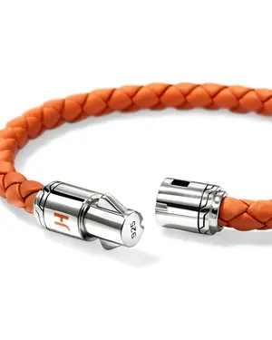 John Hardy Sterling Woven Leather Bracelet - Silver