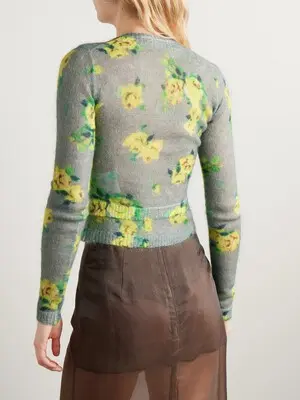 Acne Studios Layered Floral-print Mohair-blend Sweater - Gray