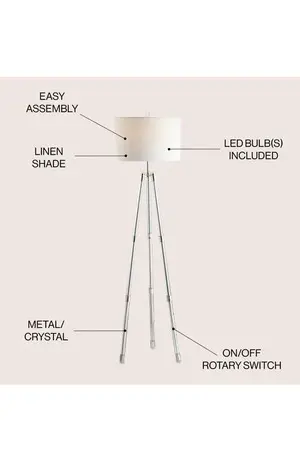 JONATHAN Y Arliss 60" Surveyor's Tripod Metal/crystal Led Floor Lamp