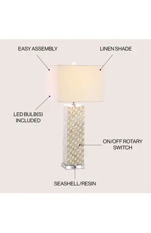 JONATHAN Y Daniel 30.5" Seashell/crystal Led Table Lamp