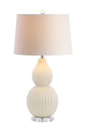 JONATHAN Y Thatcher 28.25" Contemporary Transitional Ceramic Led Table Lamp Cream