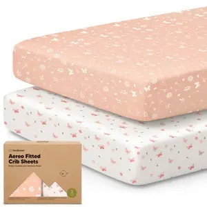 KEABABIES 2-pack Aereo Fitted Crib Sheets - Butterflies