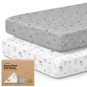 KEABABIES 2-pack Aereo Fitted Crib Sheets Woodland
