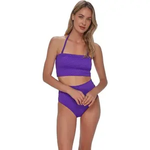 PACIFICA BY SUNSETS Hannah High Waist Bikini Bottom - Purple Gem Lurex