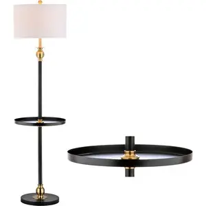 JONATHAN Y Evans 61" Metal Led End Table Floor Lamp - Black/gold