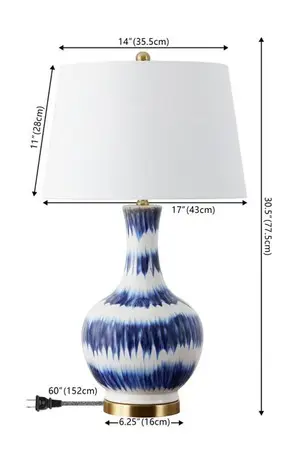 JONATHAN Y Tucker 30.5" Ceramic/metal Led Table Lamp - Blue/white