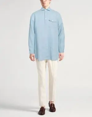 LARDINI Shirt Size Linen - Blue