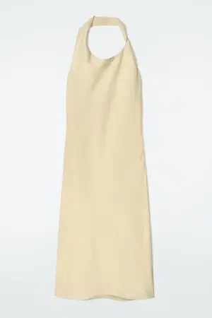 Cos Twisted Linen-blend Halterneck Dress - Yellow