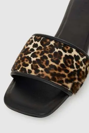 ANINE BING Leather Embossed Logo Slides - Leopard