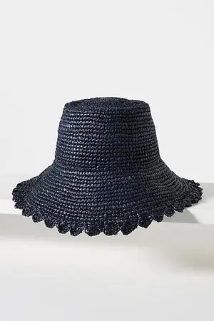 Anthropologie By Anthropologie Raffia Boater Hat Navy